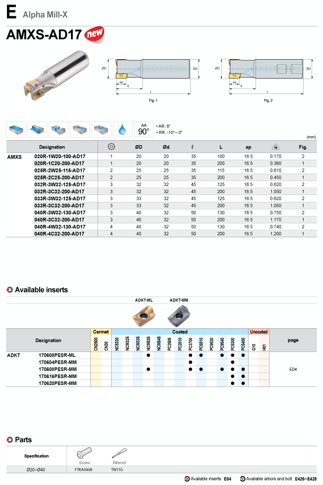 Cán Dao Phay AMXS-AD17 Korloy